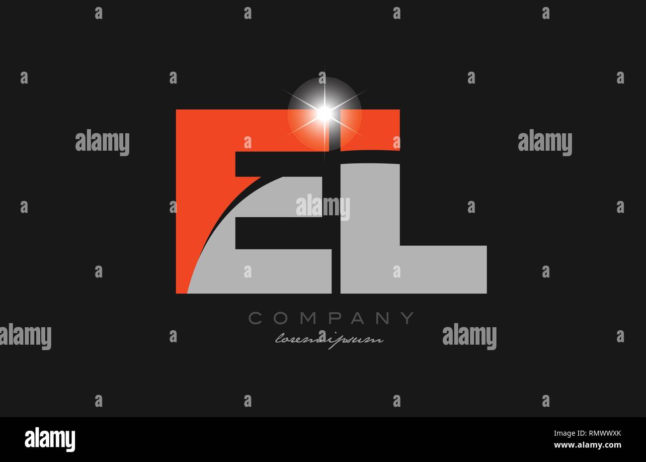 combination letter el e l in grey orange color alphabet logo icon ... combination letter el e l in grey orange color alphabet logo icon ...