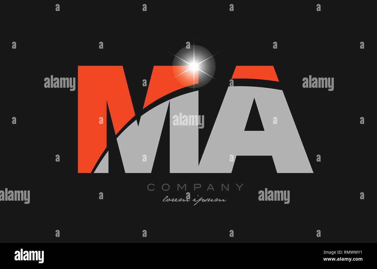 combination letter ma m a in grey orange color alphabet logo icon ...