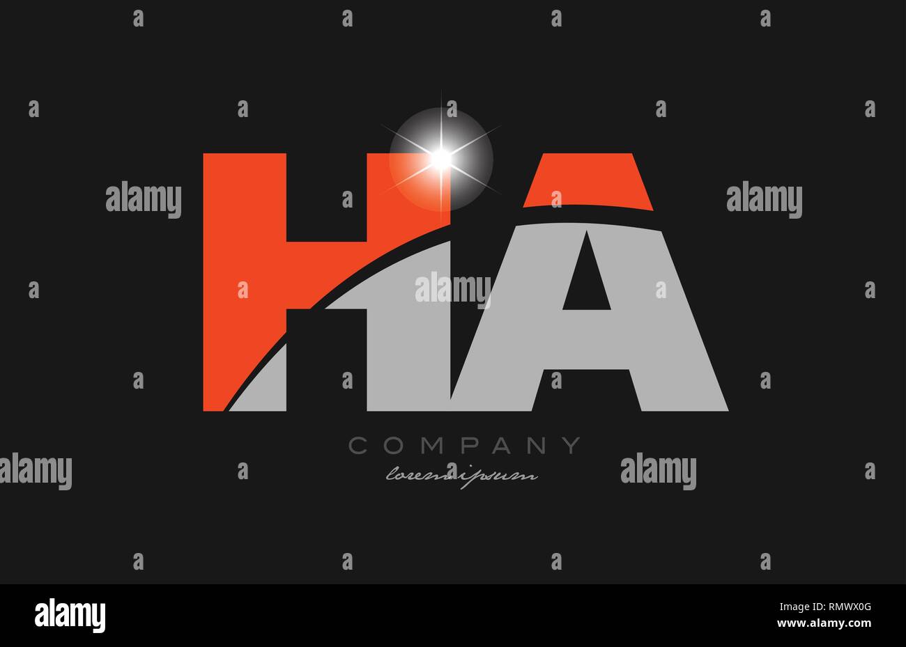 combination letter ha h a in grey orange color alphabet logo icon ...