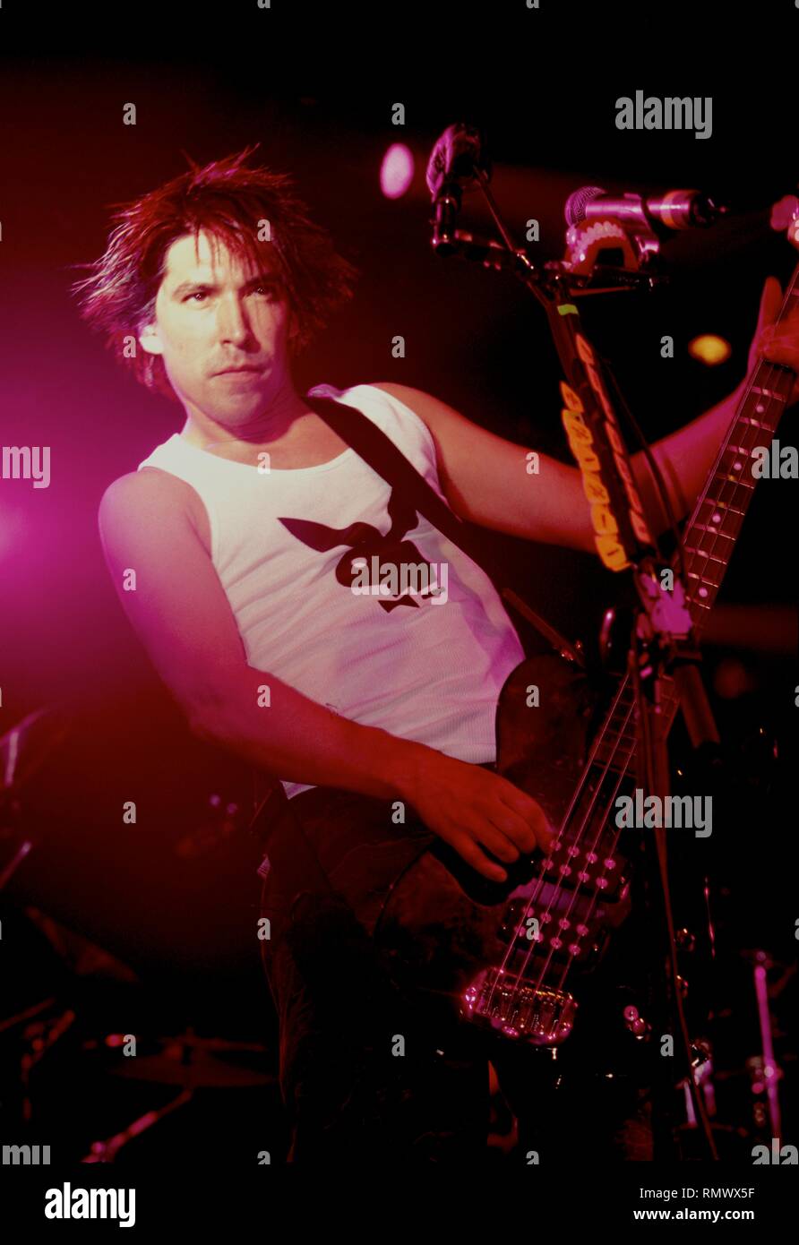 Everclear bassist Craig Montoya is shown performing on stage during a ...