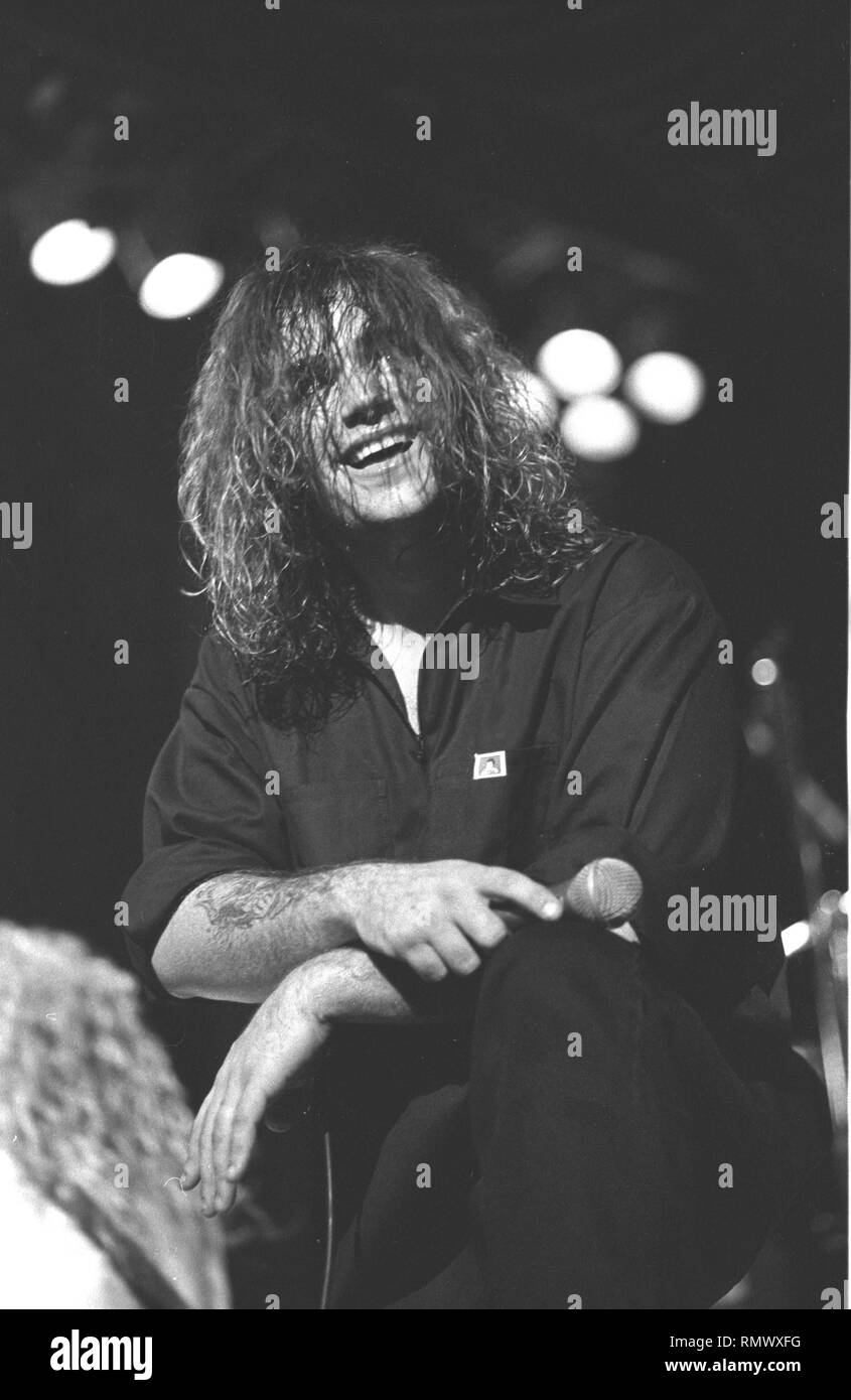 Singer Steven Souza is shown performing on stage during a "live" in ...