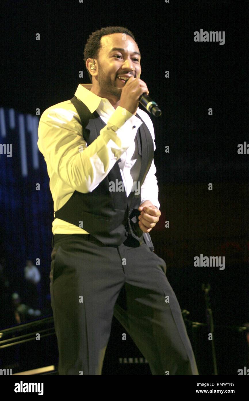 Soul singer, songwriter, and pianist John Legend is shown performing on ...