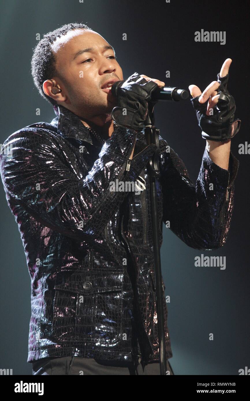 Soul singer, songwriter, and pianist John Legend is shown performing on ...