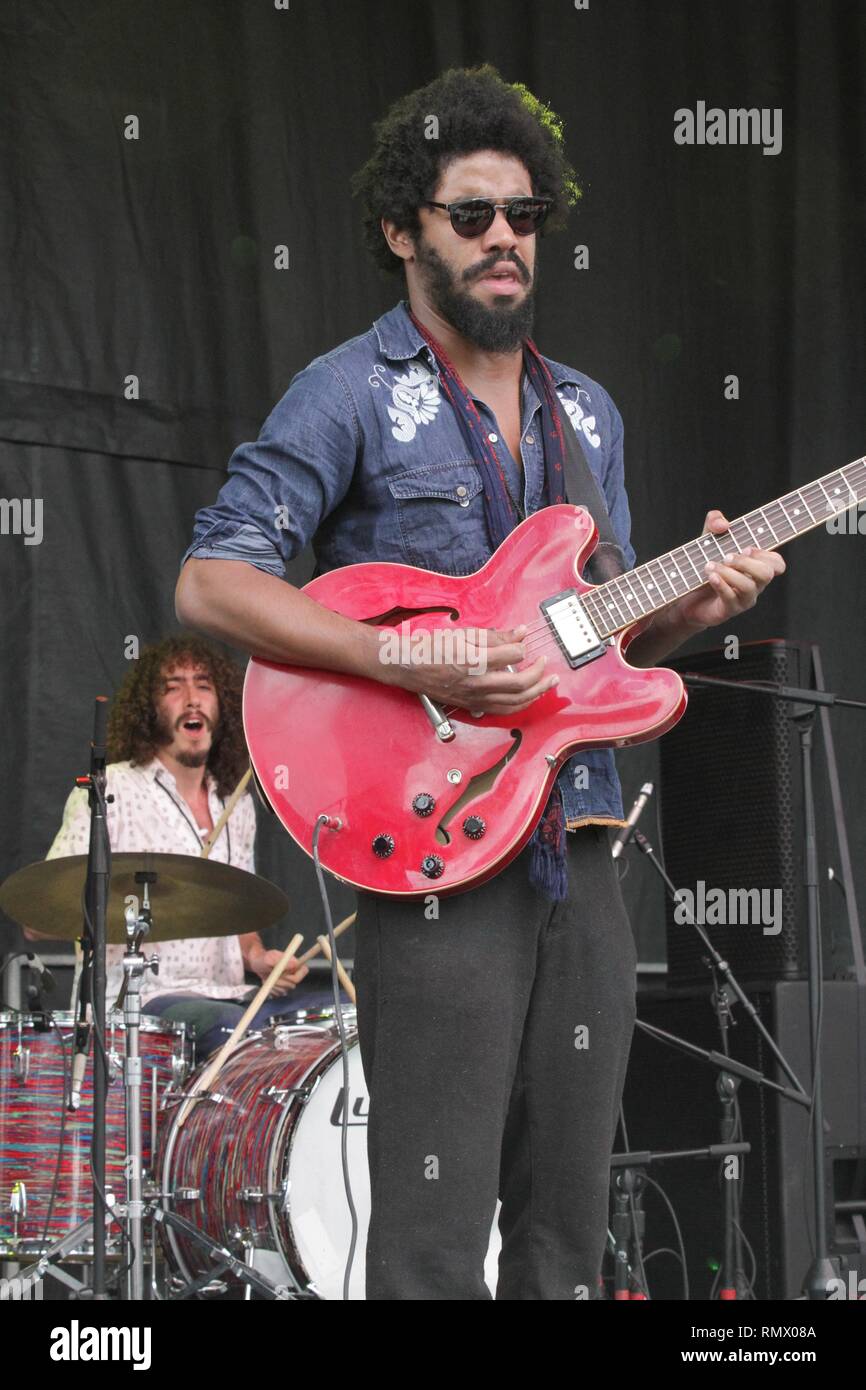 Guitarist and singer Tash Neal is shown performing on stage during a ...