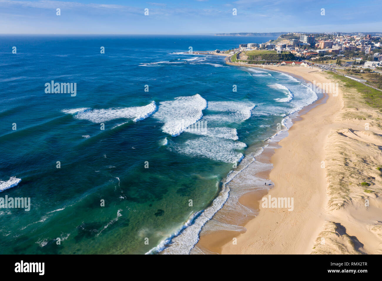 Aerial view of Nobbys Beach - Newcastle Australia. Nobbys beach is one ...