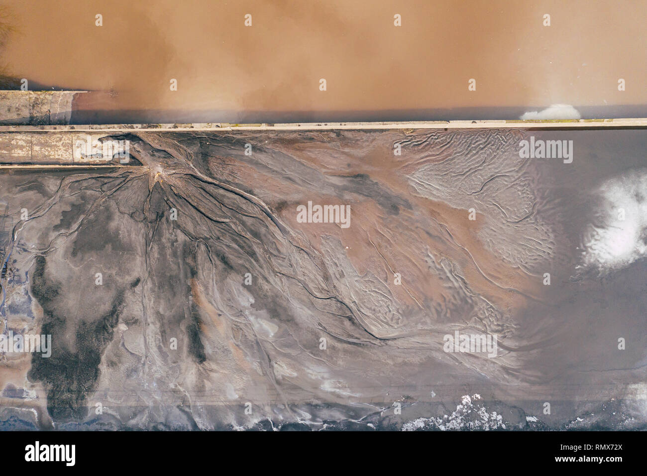 Aerial view of degraded landscape. Destroyed land. View from above ...