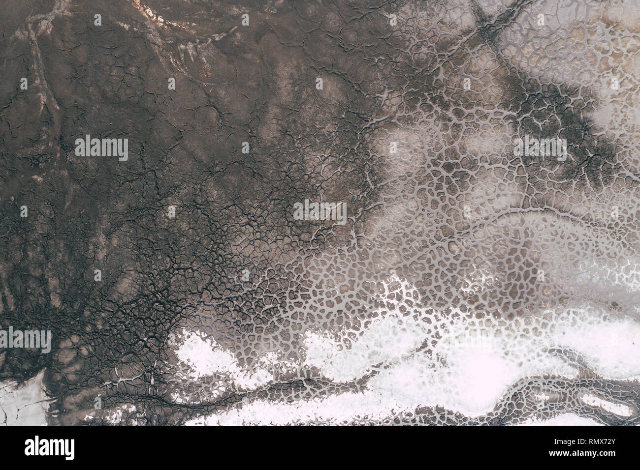 Aerial view of degraded landscape. Destroyed land. View from above ...