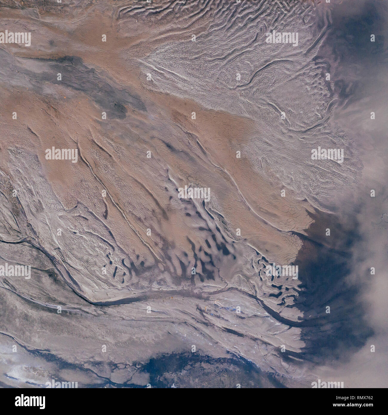 Aerial view of degraded landscape. Destroyed land. View from above ...
