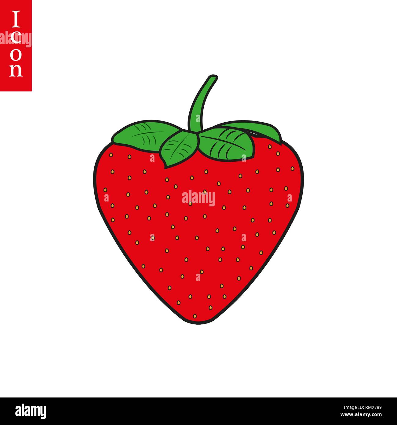 Garden strawberry fruit or strawberries flat color vector icon for food ...