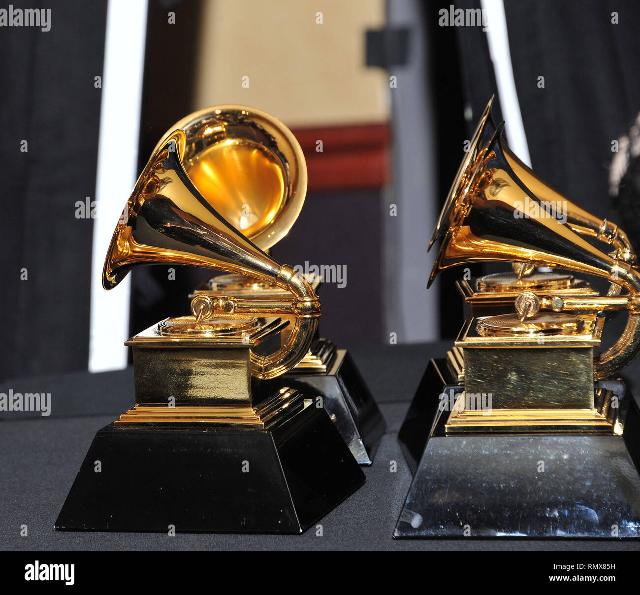 Grammy trophies event in hollywood life california hi-res stock ...