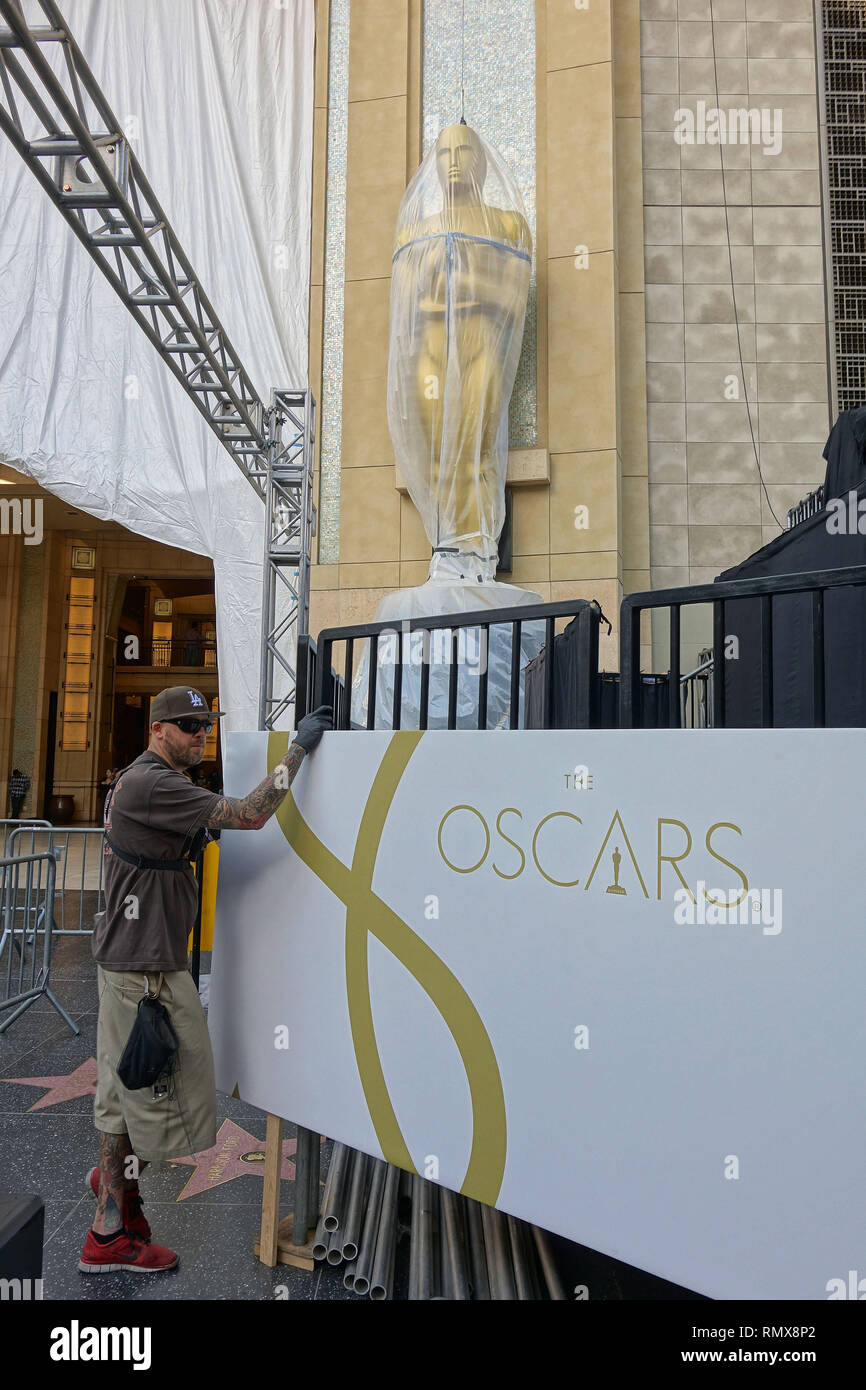 Oscars Preparation and set up of the red carpet Stock Photo - Alamy