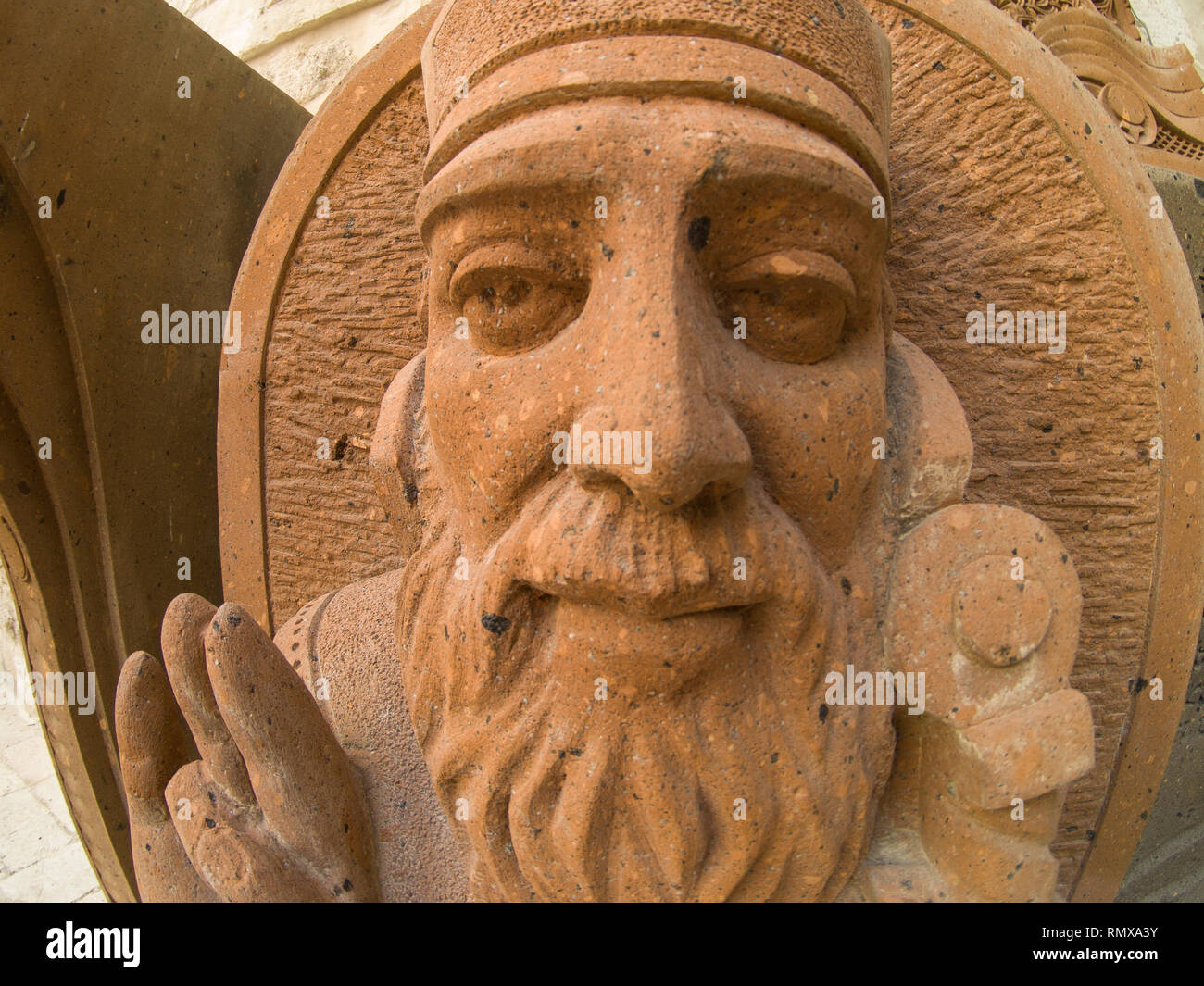 Detail of a stone statue in the Dormition Abbey, old Jerusalem, Israel ...