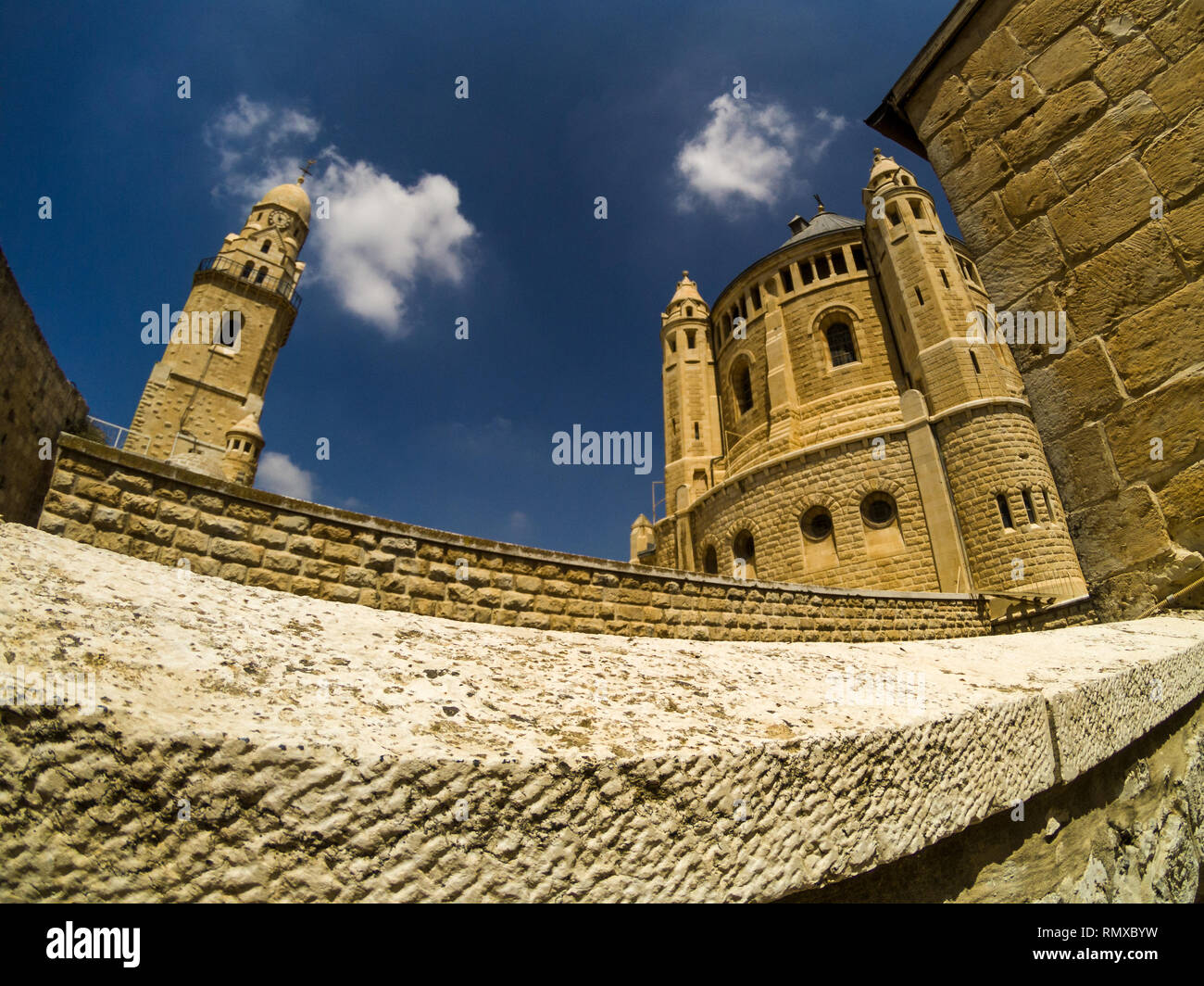 View of the Abbey of Dormition (Church of the Cenacle) on mount Zion ...