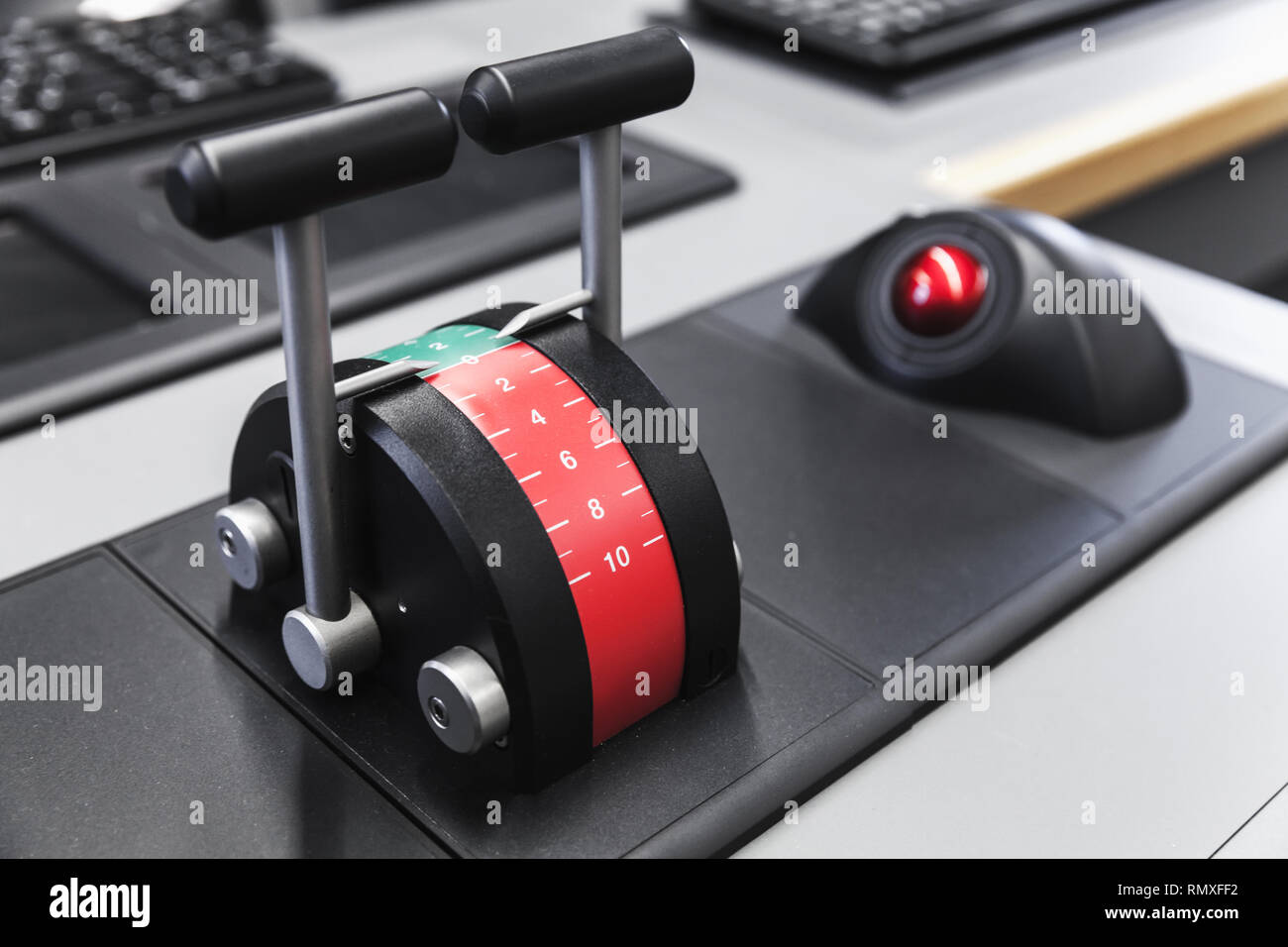 Modern ship control panel with engine accelerator and trackball Stock ...