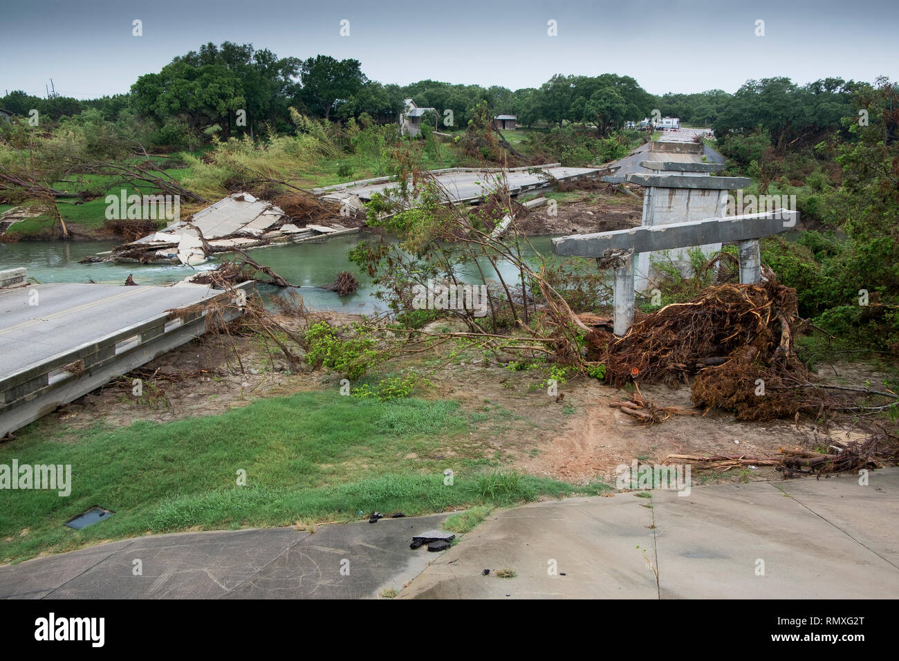 A ruined, flooded out bridge south of Austin in Texas Stock Photo - Alamy