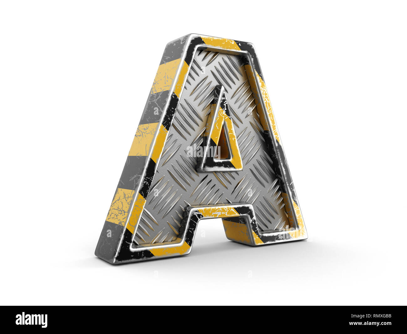 Yellow striped metallic font - letter. Image with clipping path Stock ...