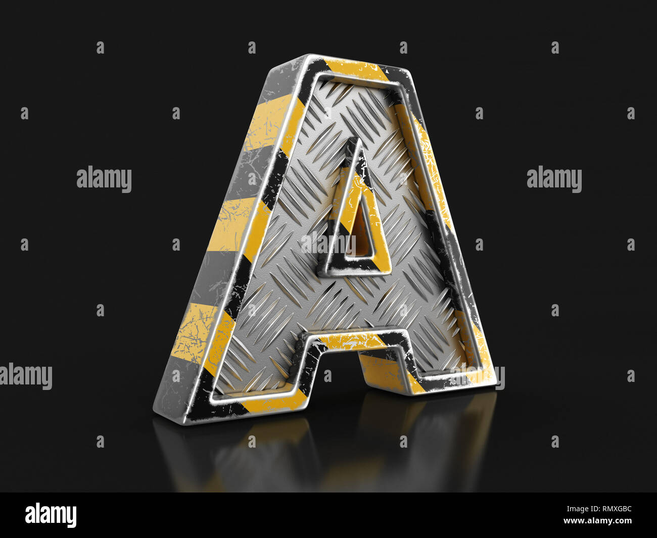 Yellow striped metallic font - letter. Image with clipping path Stock ...