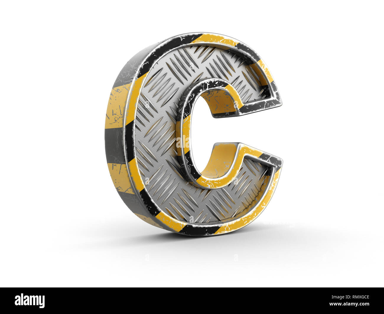 Yellow striped metallic font - letter. Image with clipping path Stock ...
