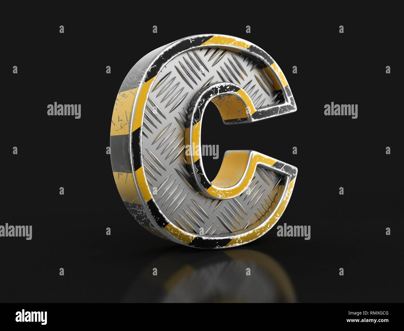 Yellow striped metallic font - letter. Image with clipping path Stock ...