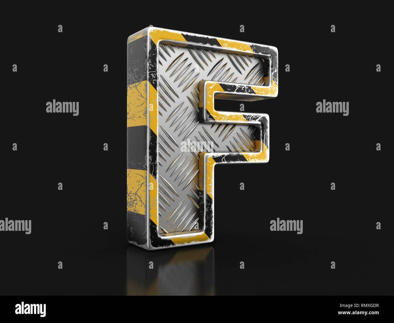 Yellow striped metallic font - letter. Image with clipping path Stock ...