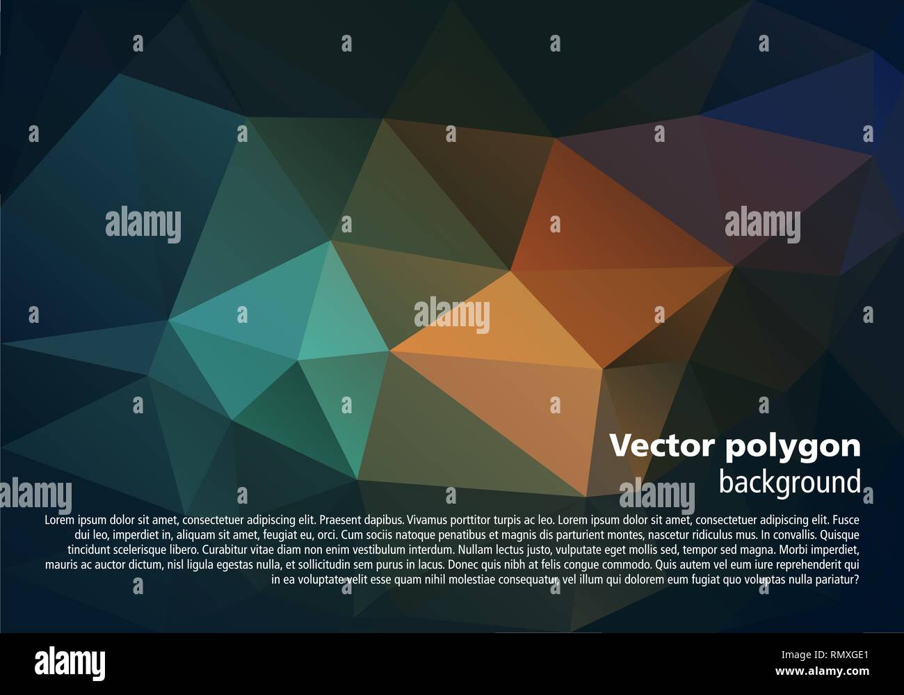 Polygon abstract vector background in cyan and orange color Stock ...