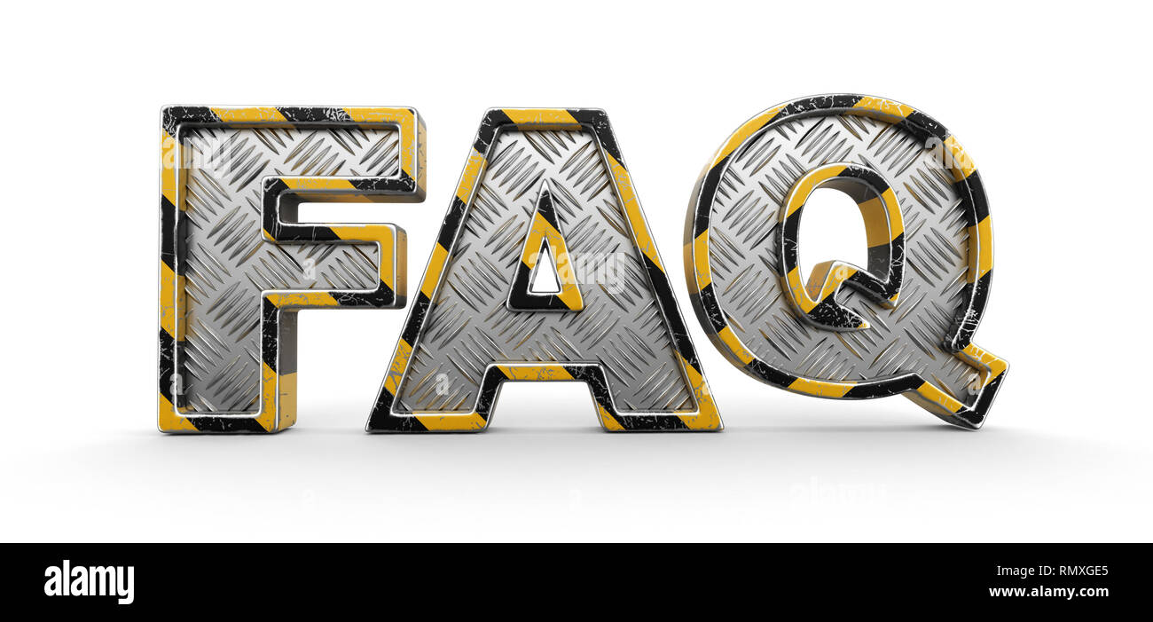 Metal FAQ text. Image with clipping path Stock Photo - Alamy