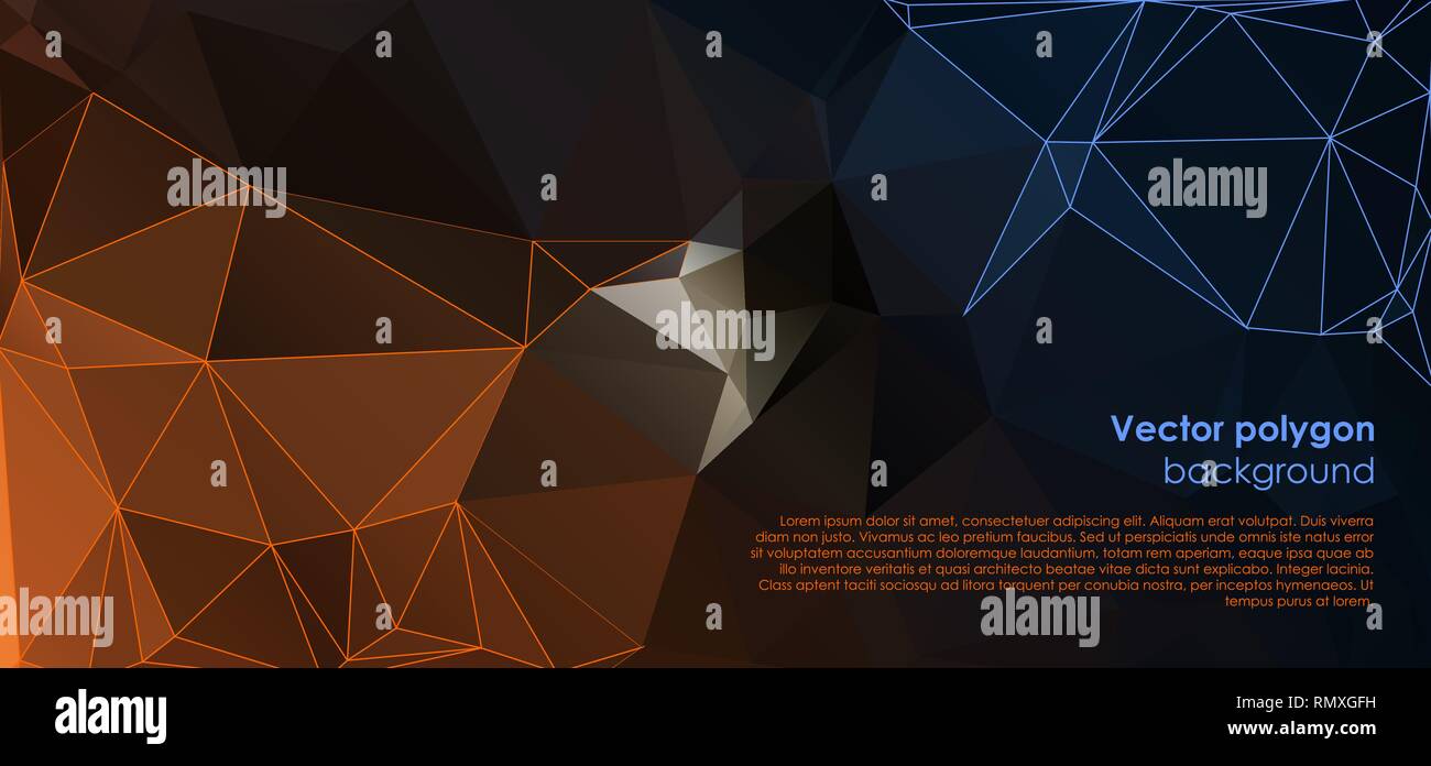 Polygon abstract vector background with lines in orange and blue color Stock Vector Image & Art ...
