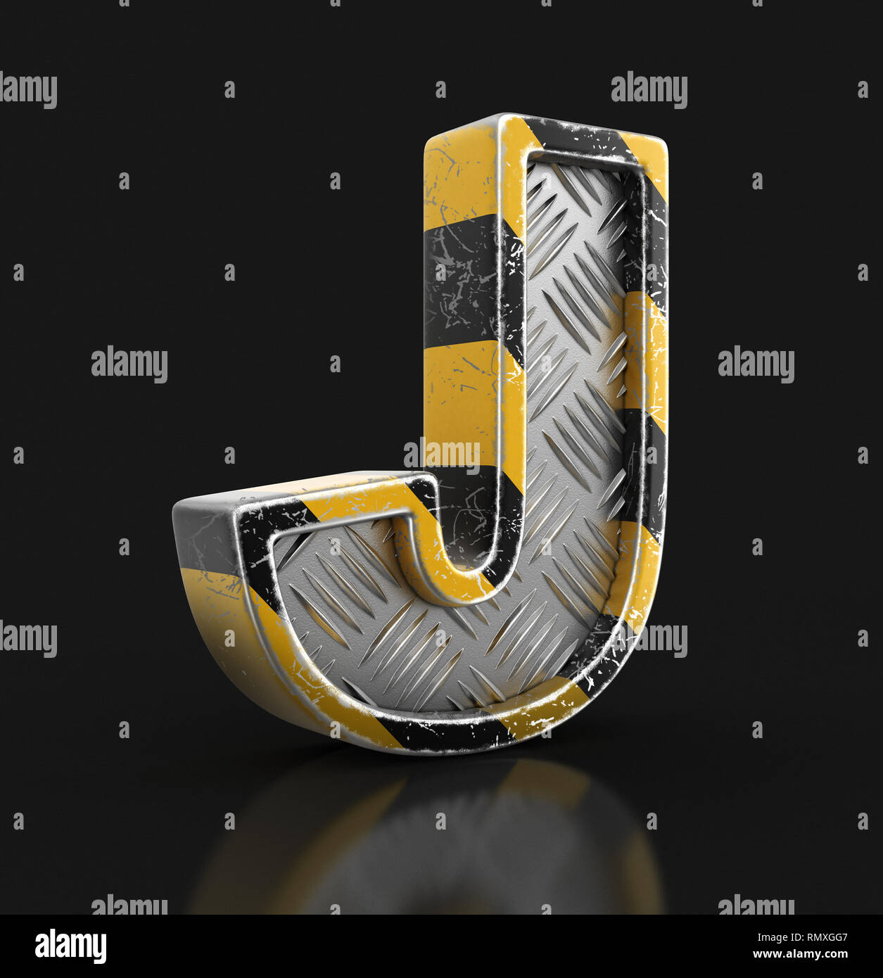 Yellow striped metallic font - letter. Image with clipping path Stock ...