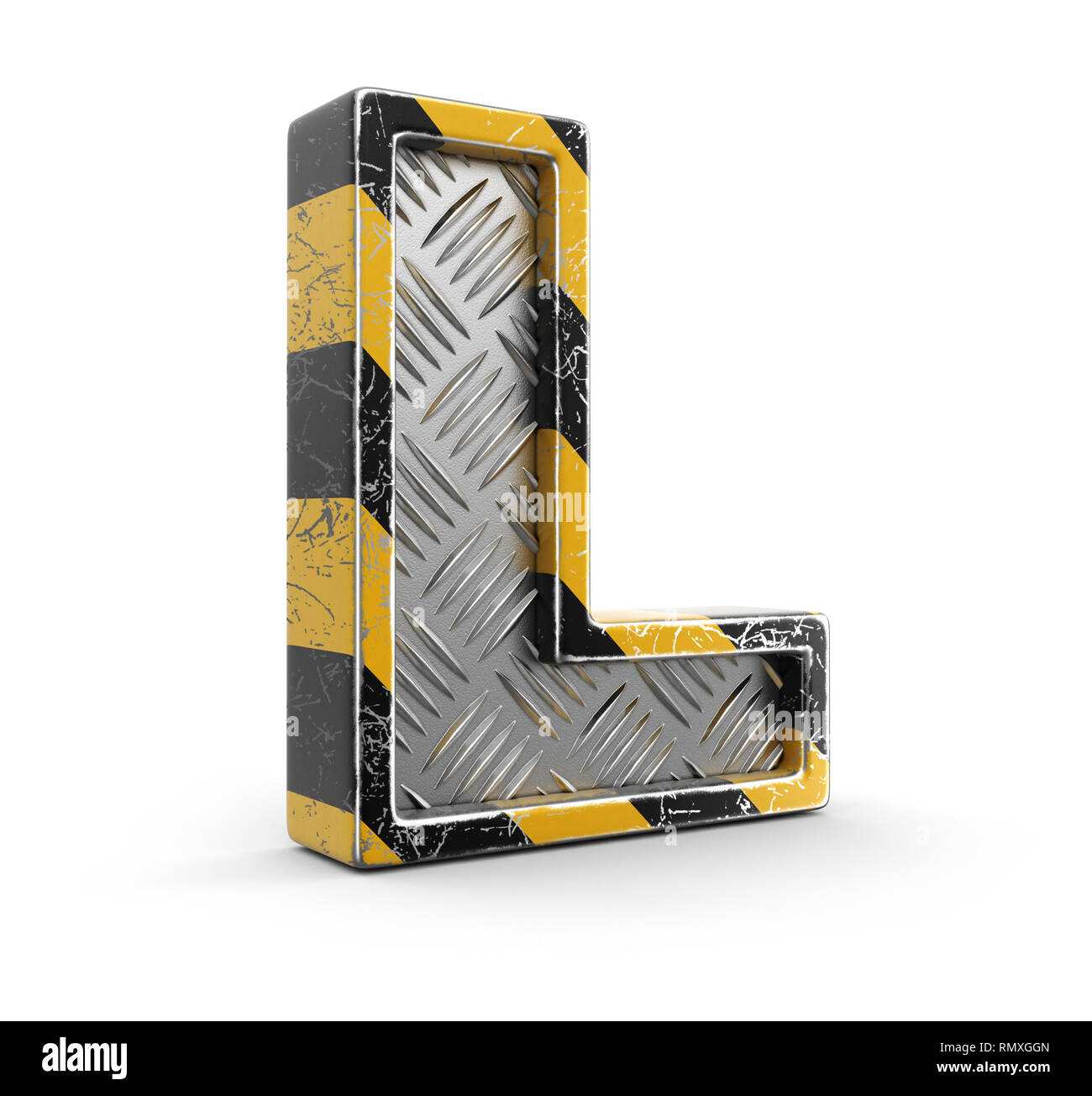 Yellow striped metallic font - letter. Image with clipping path Stock ...