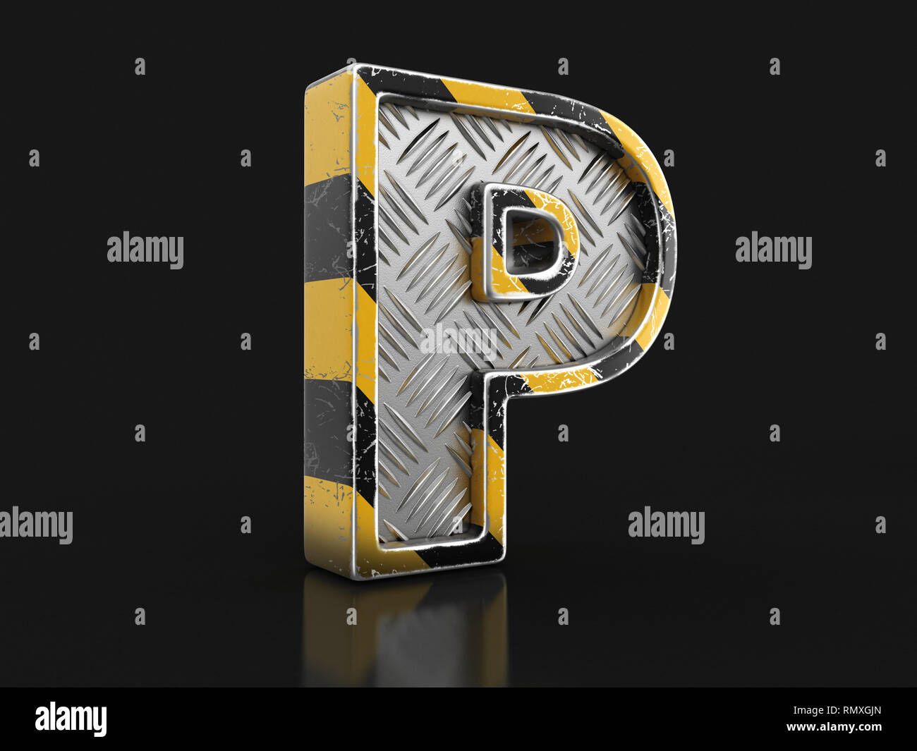 Yellow striped metallic font - letter. Image with clipping path Stock ...