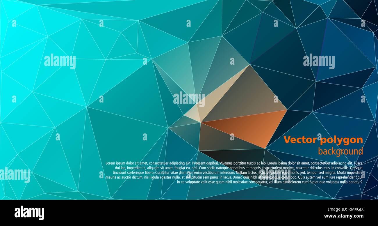 Polygon abstract vector background with lines in cyan and orange color Stock Vector Image & Art ...