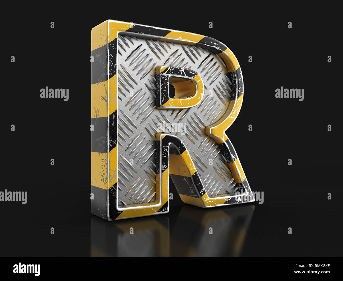 Yellow striped metallic font - letter. Image with clipping path Stock ...