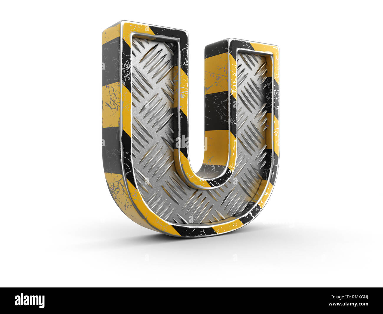Yellow striped metallic font - letter. Image with clipping path Stock ...