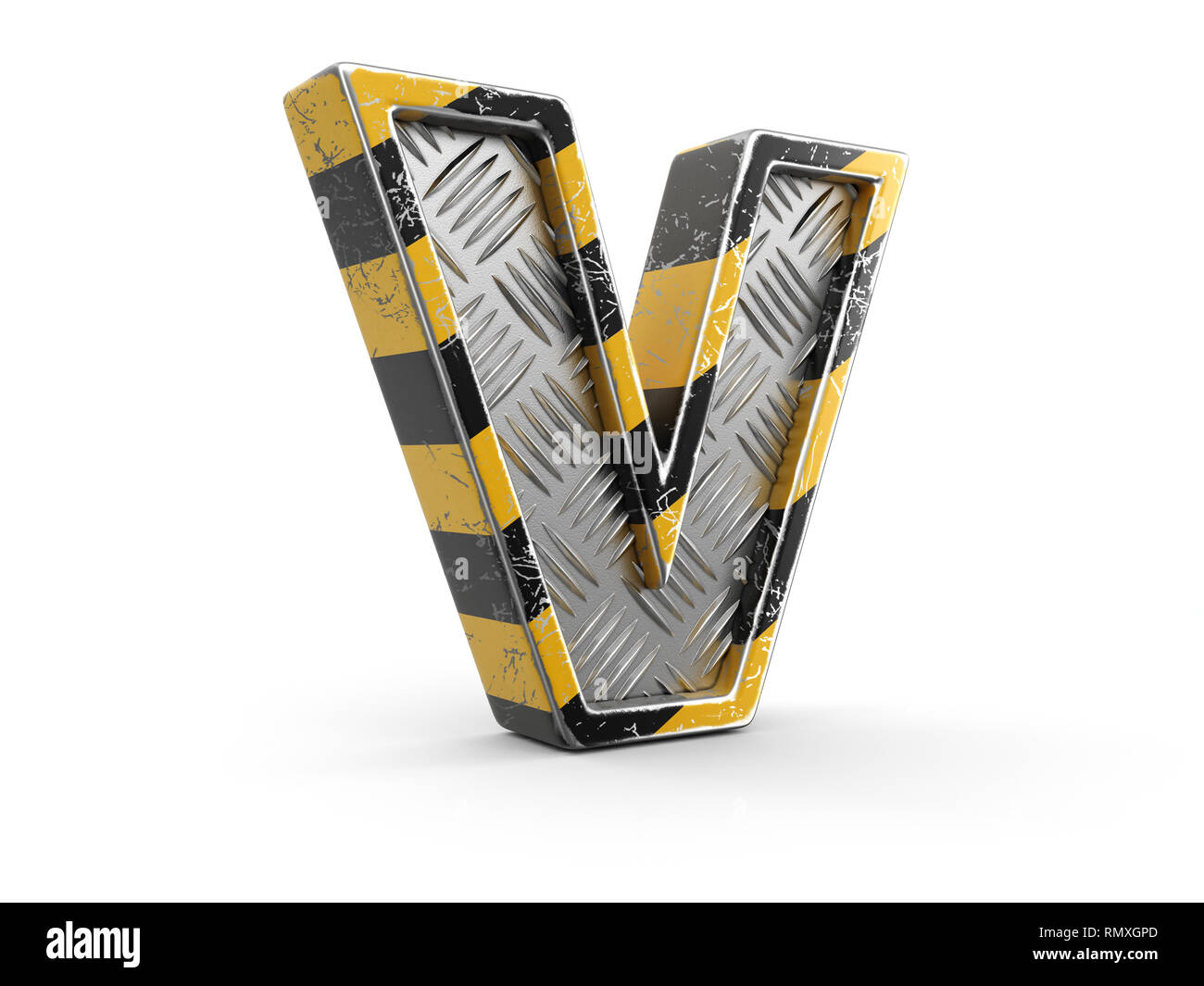 Yellow striped metallic font - letter. Image with clipping path Stock ...