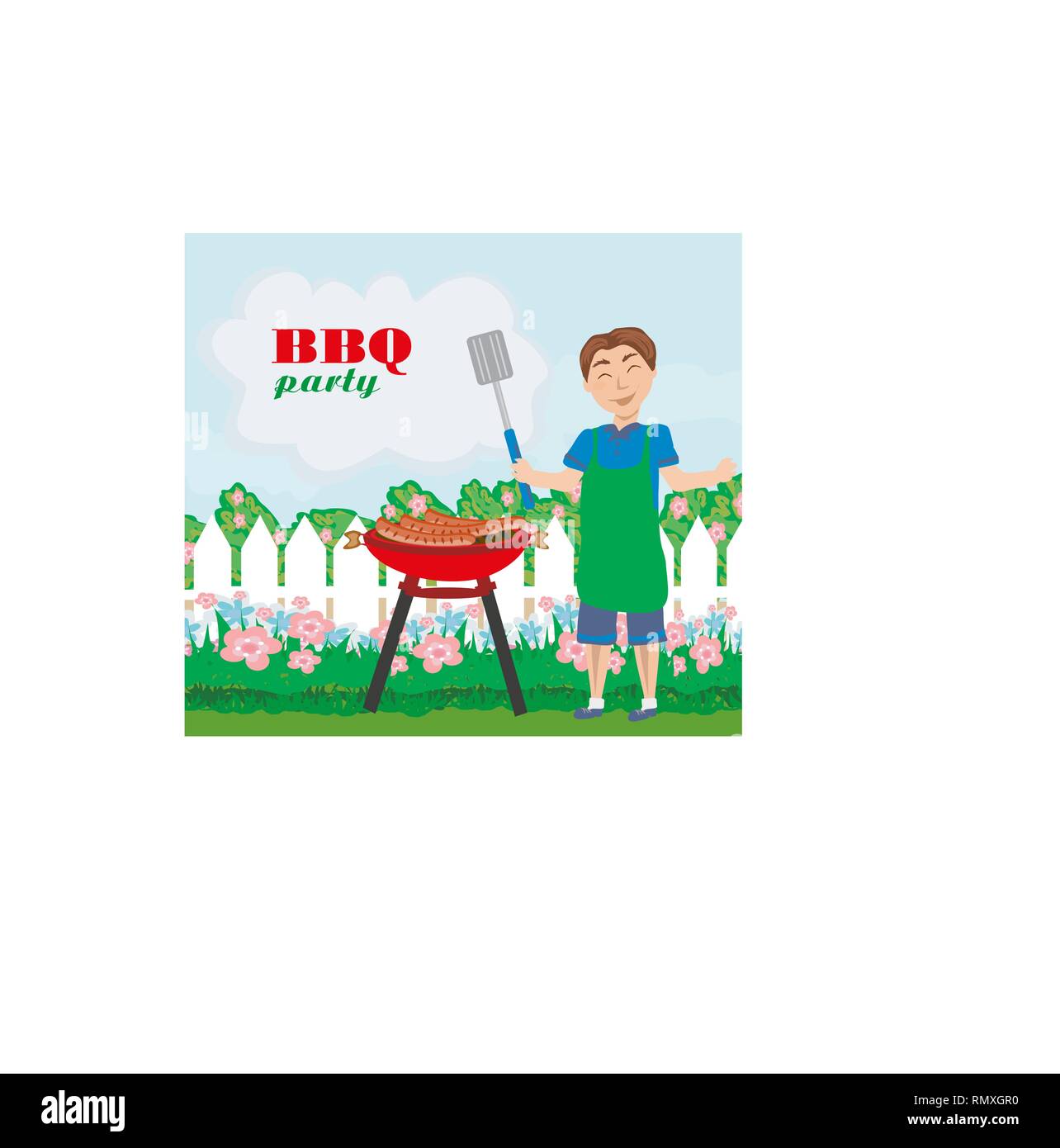 Man cooking satay Stock Vector Images - Alamy