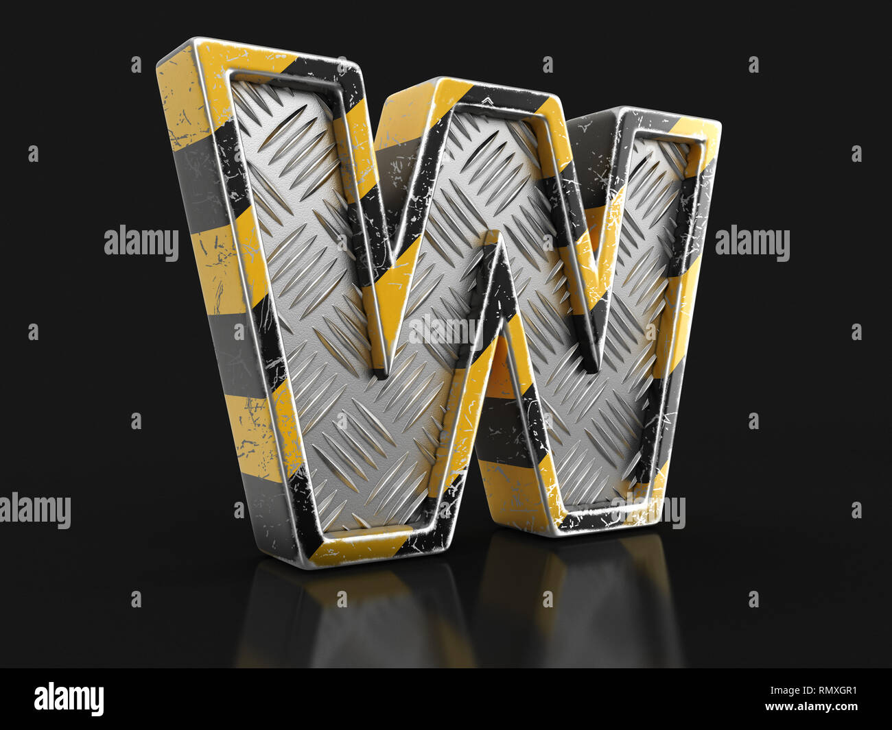 Yellow striped metallic font - letter. Image with clipping path Stock ...