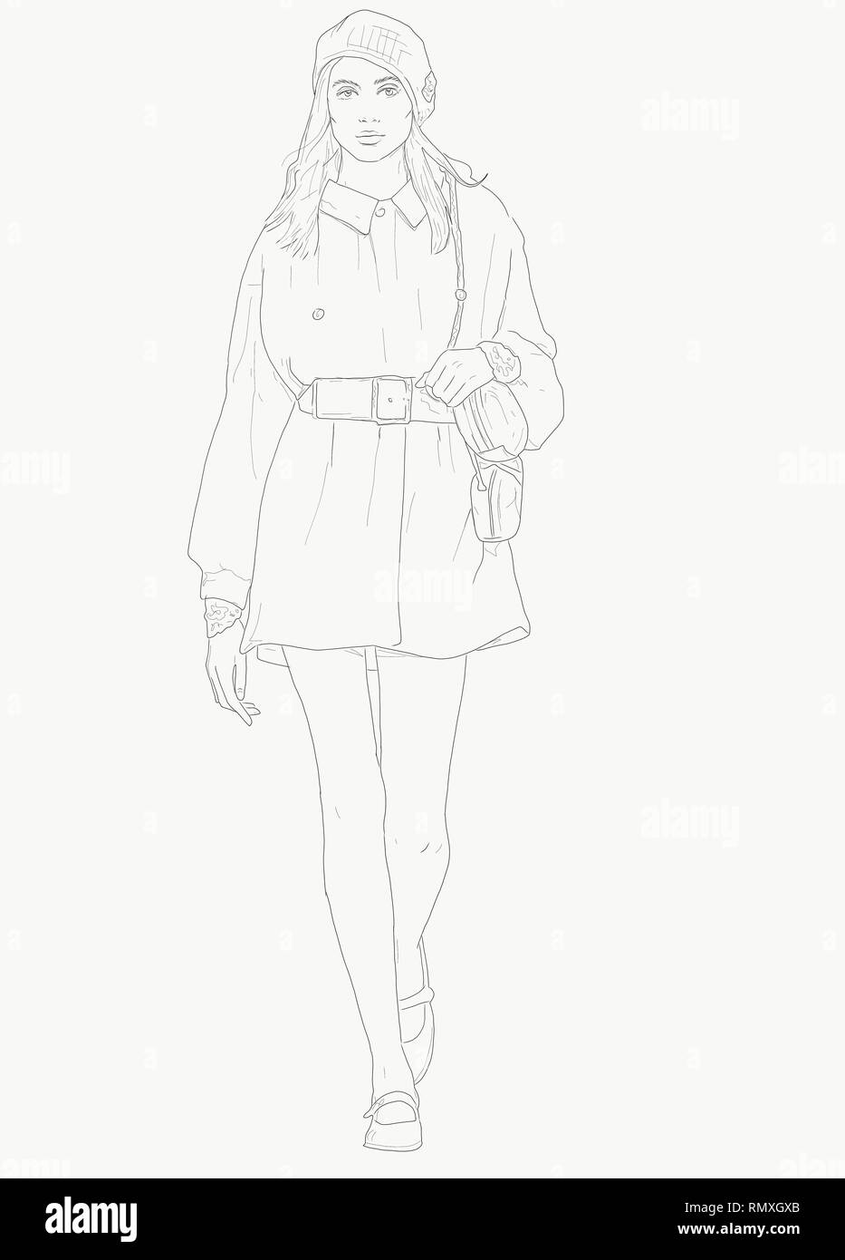 Chanel model sketch Stock Photo - Alamy