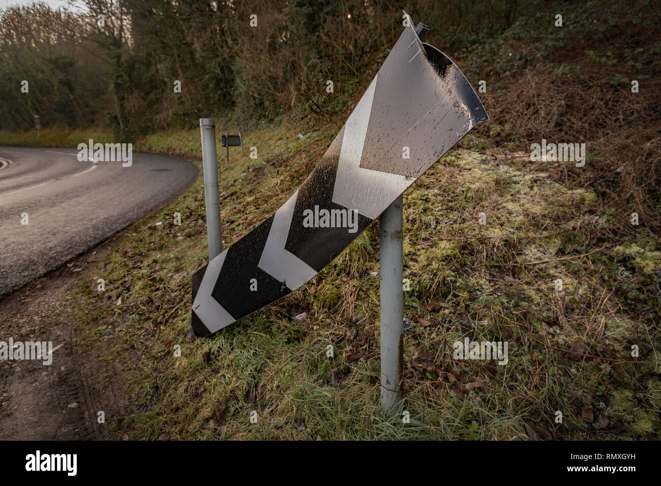 Chevron Road Sign High Resolution Stock Photography and Images - Alamy