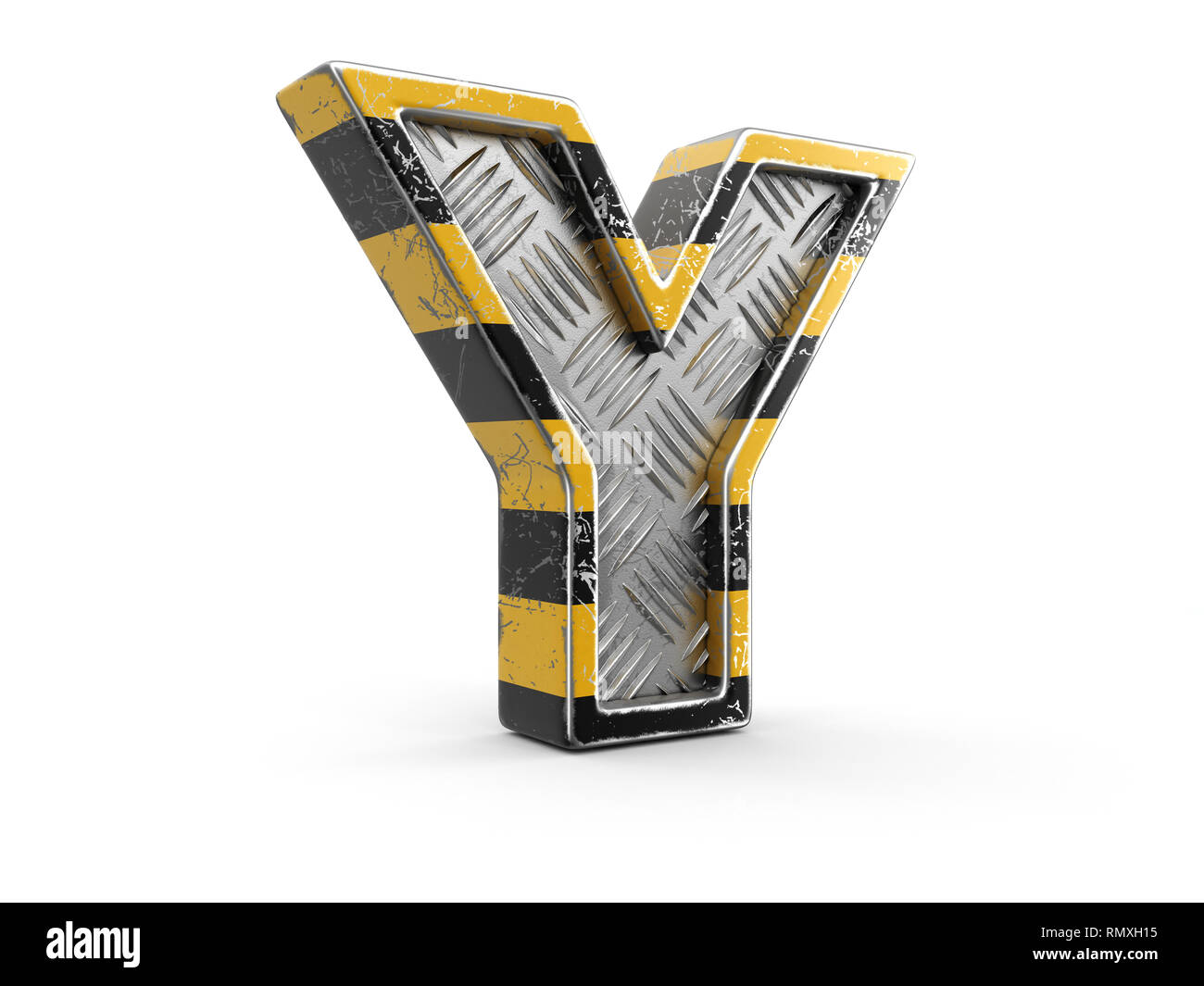 Yellow striped metallic font - letter. Image with clipping path Stock ...