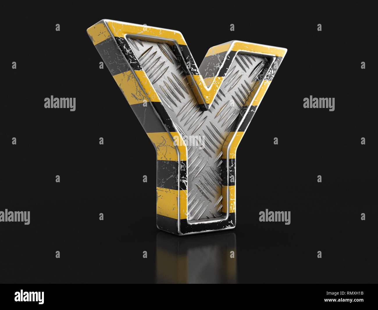 Yellow striped metallic font - letter. Image with clipping path Stock ...