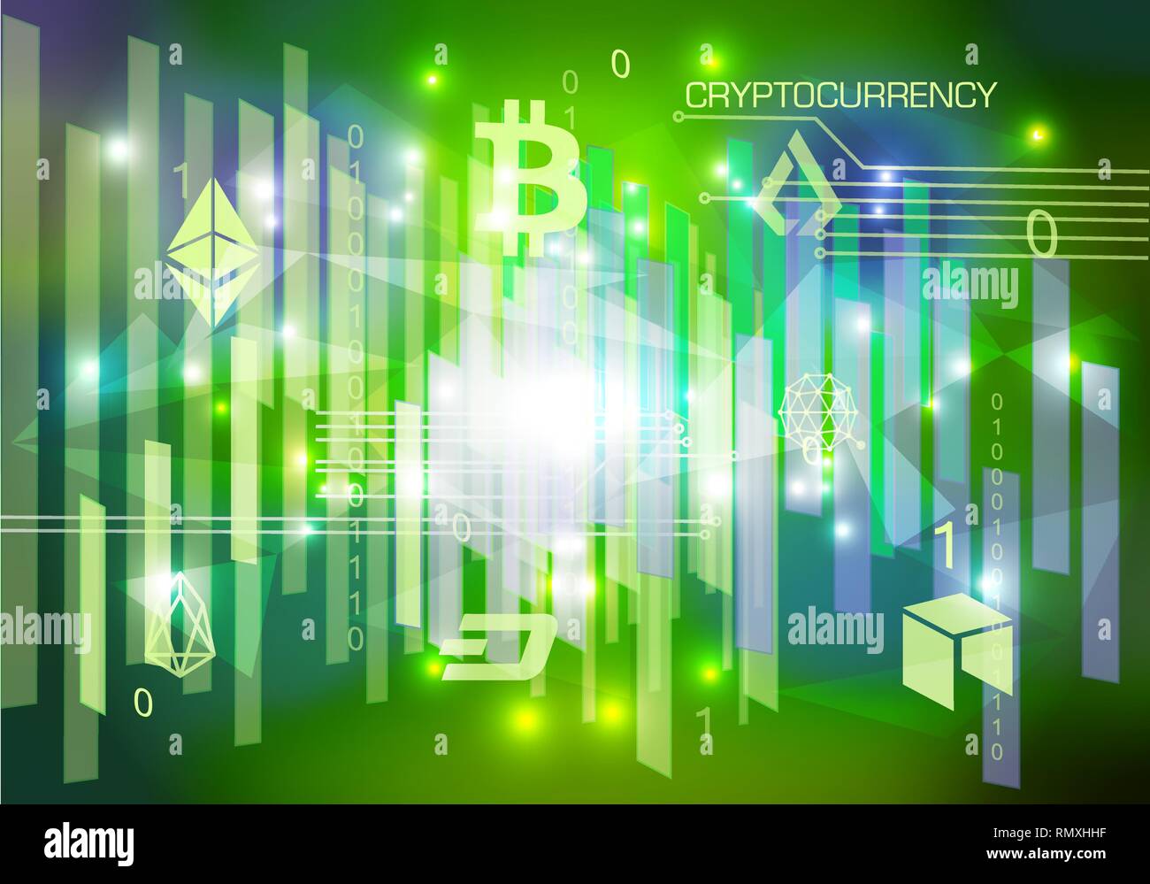 Vector cryptocurrency abstract background in green color Stock Vector ...