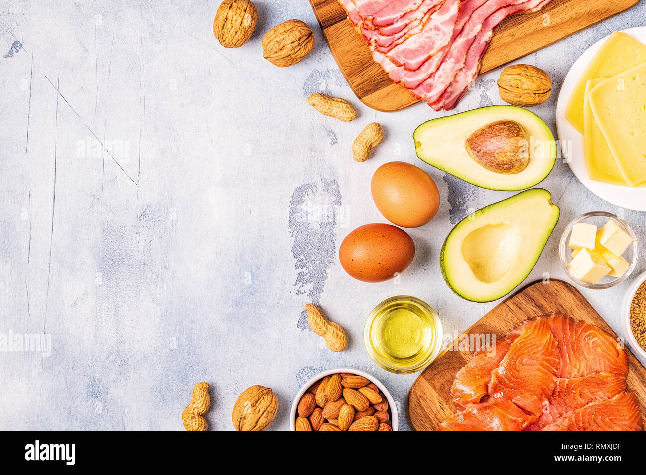 Keto, ketogenic diet, low carb, healthy food background, top view Stock ...