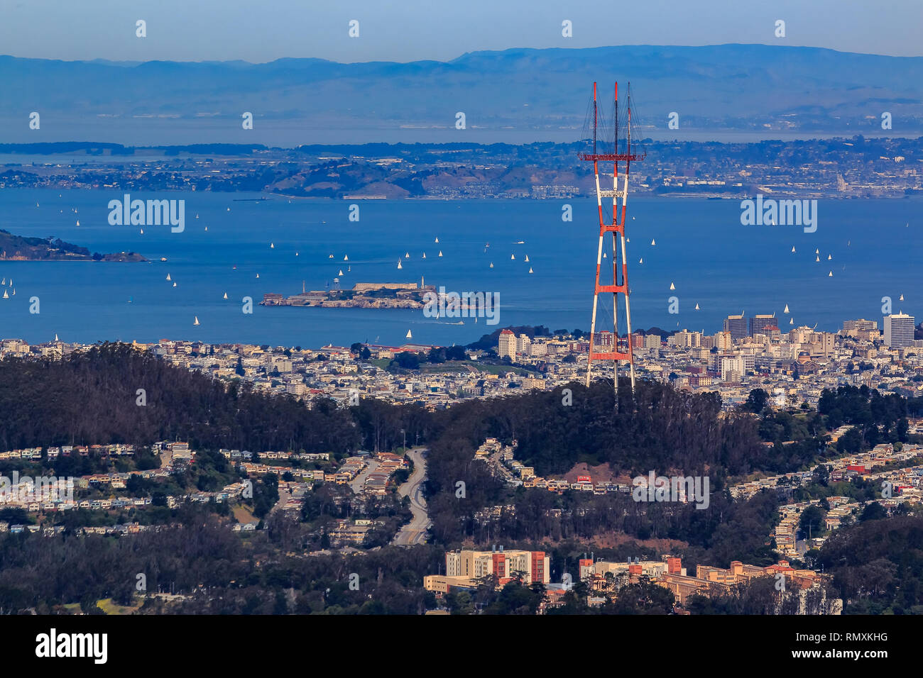 Aerial view alcatraz island in hi-res stock photography and images - Alamy