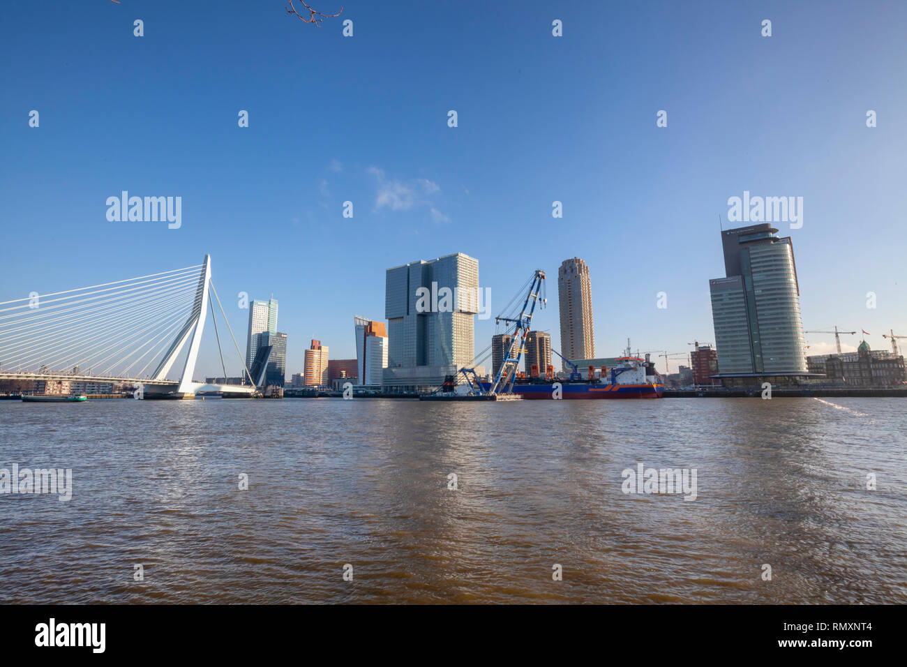 Modern Rotterdam Skyline Panorama, The Netherlands - Image Stock Photo ...