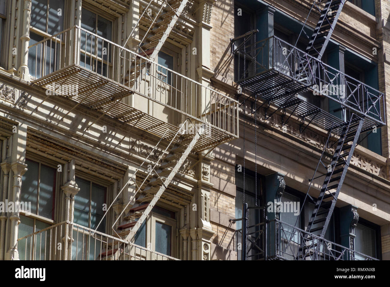 New York Fire escape stairs-downtown back alley architecture-steel and ...