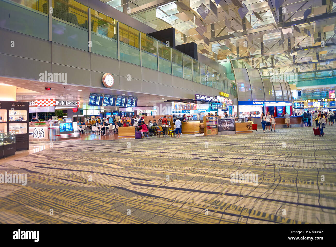 SINGAPORE - CIRCA AUGUST, 2016: inside of Changi Aiport. Changi Airport ...