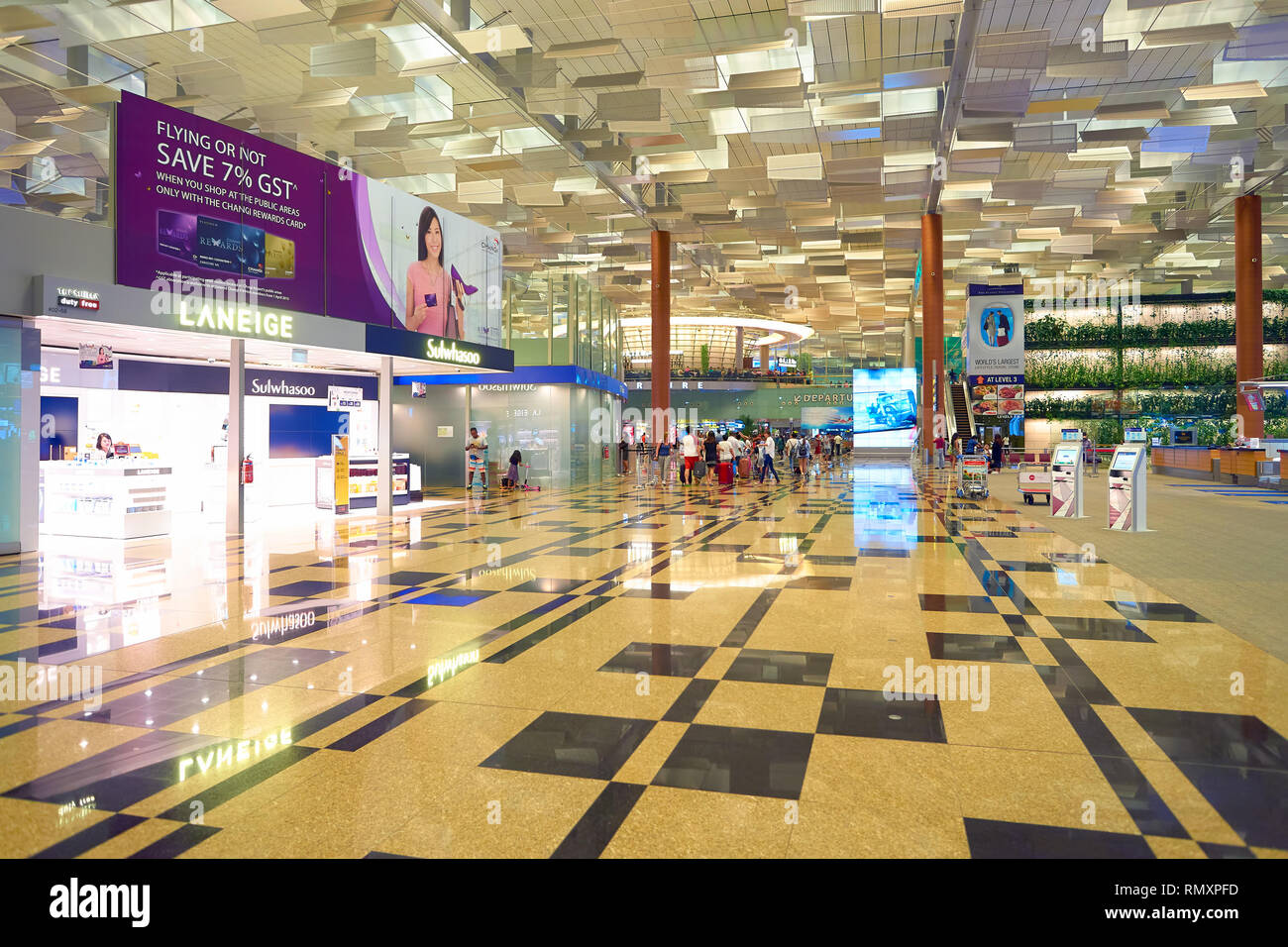 SINGAPORE - CIRCA AUGUST, 2016: inside of Changi Aiport. Changi Airport ...