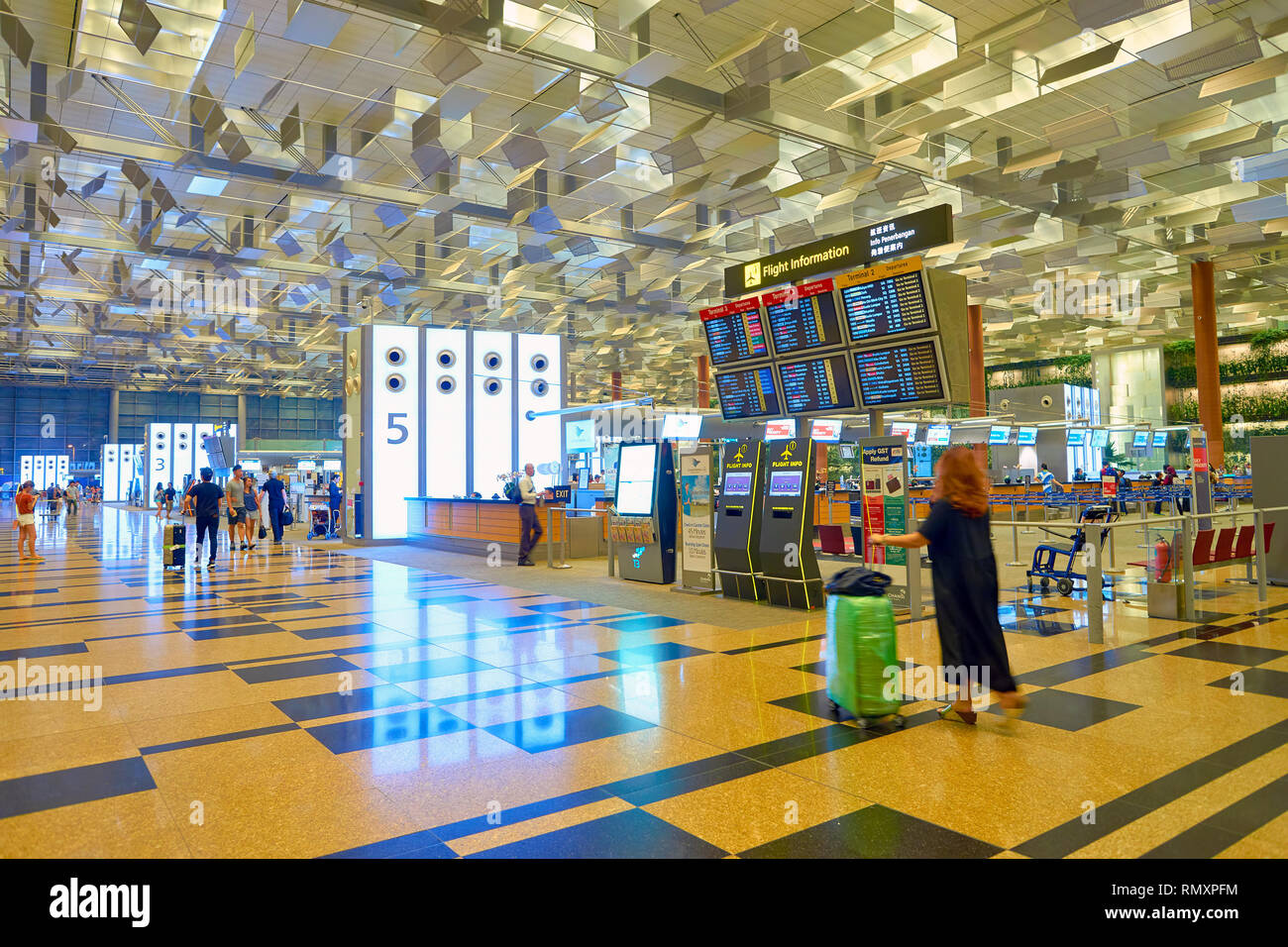 SINGAPORE - CIRCA AUGUST, 2016: inside of Changi Aiport. Changi Airport ...