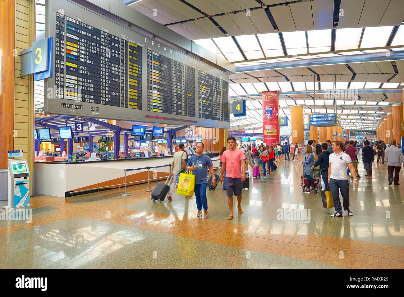 SINGAPORE - CIRCA AUGUST, 2016: inside of Changi Aiport. Changi Airport ...