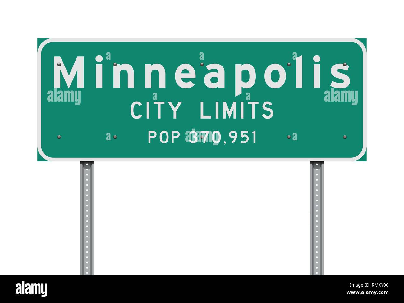 Vector illustration of the Minneapolis City Limits green road sign ...